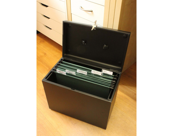 Cathedral Lockable A4 Metal Filing Box, Black